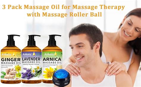 3 Pack Massage Oil For Massage Therapy With Roller Ball