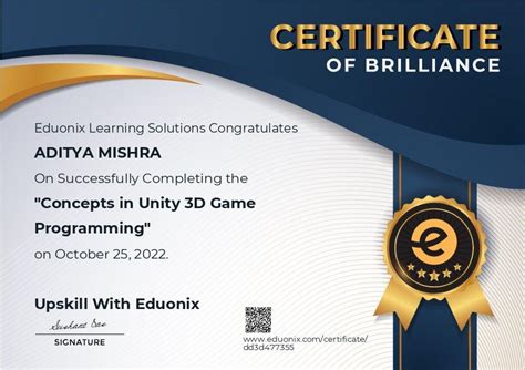 Completion Certificate For Concepts In Unity 3d Game Programming