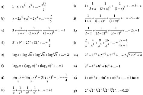 Math Exercises And Math Problems Infinite Series And Sums