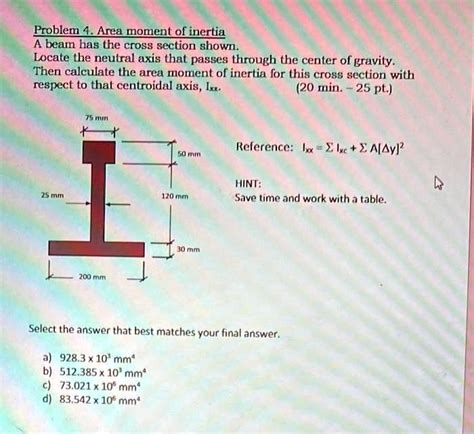 Solved Problem 4 Area Moment Of Inertia A Beam Has The Cross Section Shown Locate The Neutral