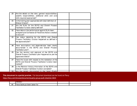 Quality Group Audit Checklist Template Excel Xls