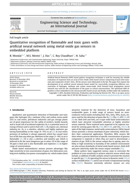 Pdf Quantitative Recognition Of Flammable And Toxic Gases With Artificial Neural Network Using