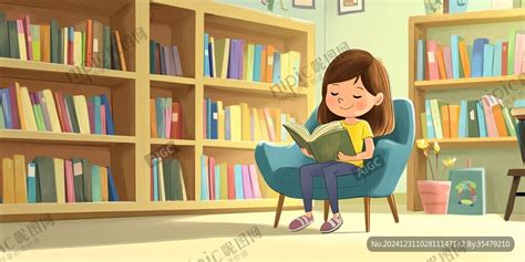 Ai创作图读书女孩插画 阅读插画 阅读插画插图 休闲休息看书场景 图书馆看书场景 图书馆插画 读书学习主题场景 图书馆儿插 看书插画 阅读会插画 认真读书的女生 小女孩读书配图 二厅儿童阅读