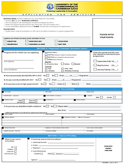 Fillable Online Ucc Edu Ucc Application Form10 10 17 Updated Jul2017 Copy Editable Fax Email