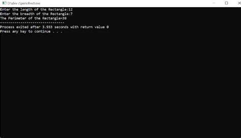 how to calculate perimeter of a rectangle in c programming