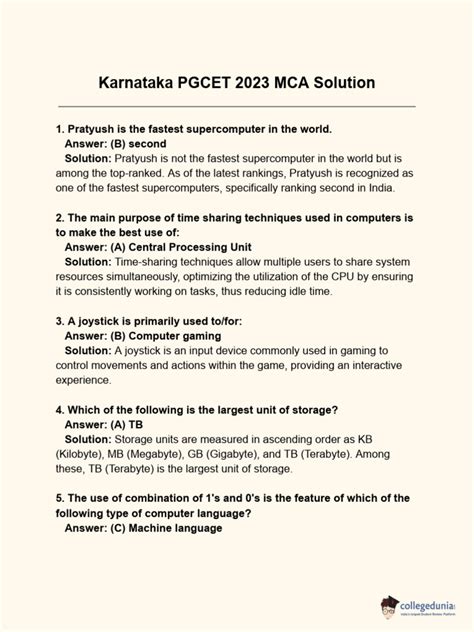 Karnataka Pgcet 2023 Mca Solution Pdf Byte Software
