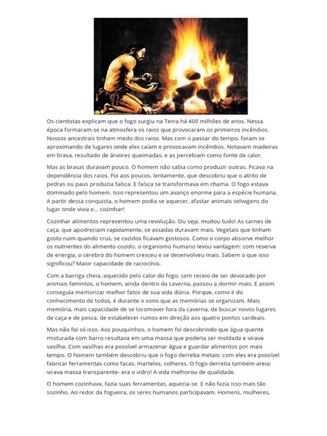 Origem E Impacto Do Fogo Na Humanidade Pdf Incêndios Humano