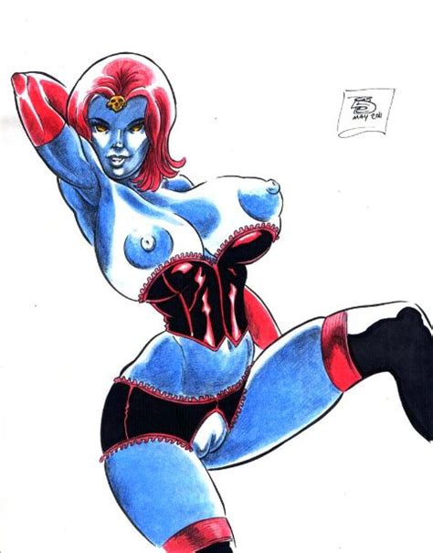 Rule 34 1girls Blue Skin Female Female Only Huge Breasts Marvel Mystique Red Hair Rob Durham