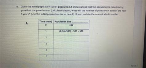 Solved B Given The Initial Population Size Of Population A