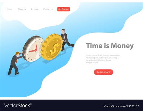 Flat Isometric Landing Page Template Royalty Free Vector