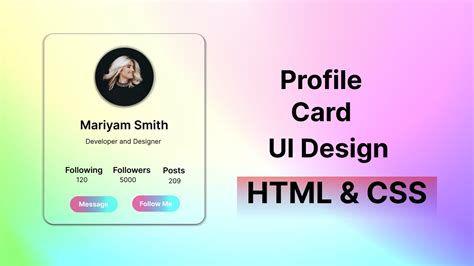 how to make profile card in html and css card design html and css youtube