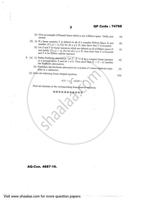 Functional Analysis 2016 2017 Ma Mathematics Idol Correspondence Part 2 Question Paper With