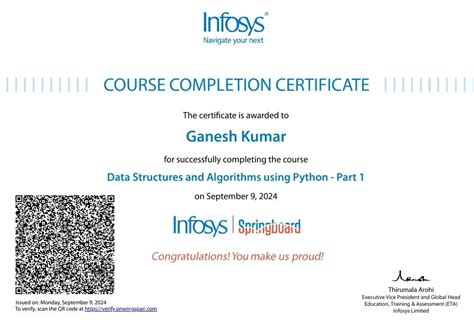 Infosys Certification Data Dsa Ganesh Kumar