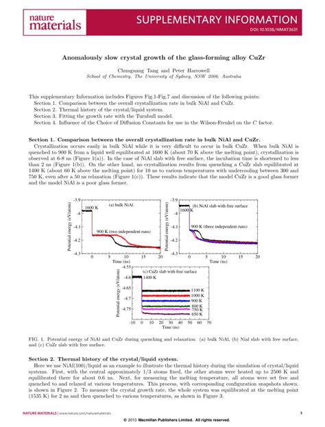 Pdf Anomalously Slow Crystal Growth Of The Glass Forming Alloy Cuzr