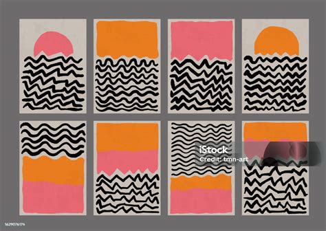 멋진 미드 센추리 모던 포스터 보헤미안 스타일의 배경 노르딕 아트 벡터 디자인 바우하우스 추상 기하학적 작품 디자인 요소에 대한 스톡 벡터 아트 및 기타 이미지 Istock