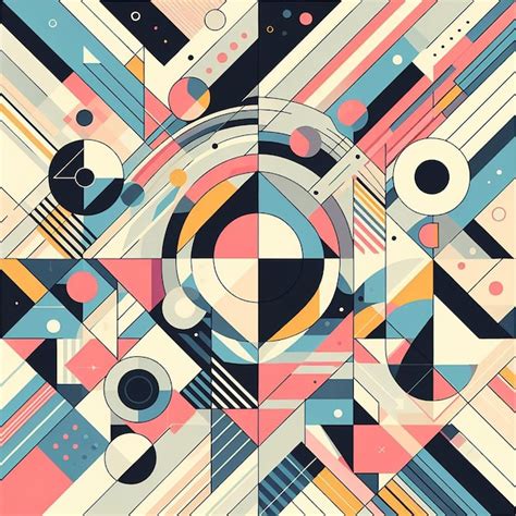 Geometric Shapes Background With Overlapping Symmetrical Asymmetrical Mix Of Bold And Pastel