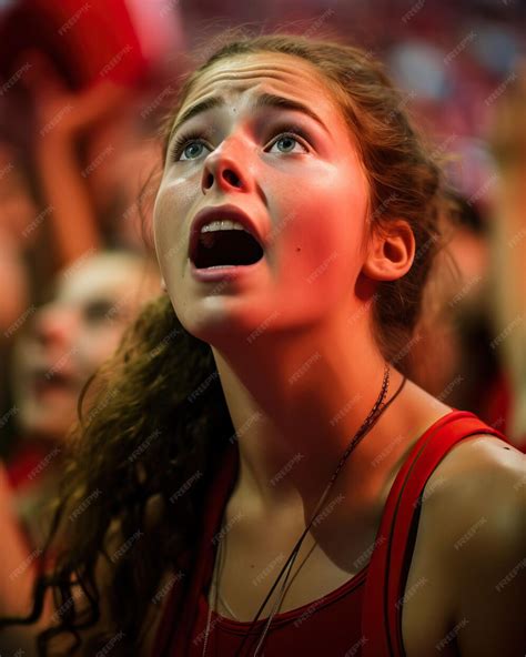 Premium Ai Image A Closeup Of A Girl Fans Face Expressing A Mix Of Nervo