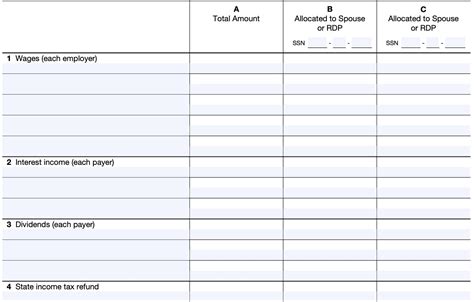 Irs Form 8958 Instructions Community Property Allocation