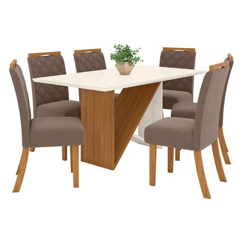 Conjunto Mesa Retangular Eduarda Com 6 Cadeiras Em Mdf E Mdp Henn Leroy Merlin