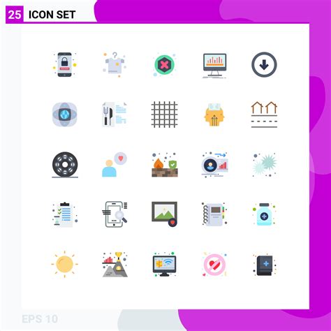Pictogram Set Of Simple Flat Colors Of Button Stats Blocker Data Processing Editable Vector