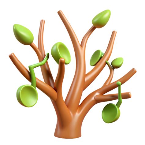 Dramatic Classic 3d Render Cartoon Tree Music Notes Illustration