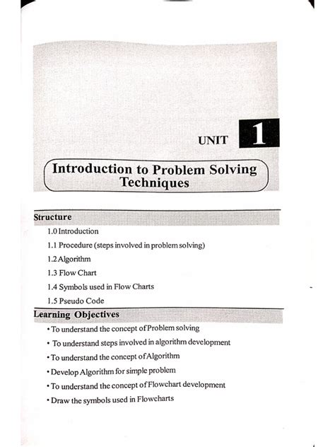 Unit 1 Introduction To Problem Solving Techniques Problem Solving Using C Pdf