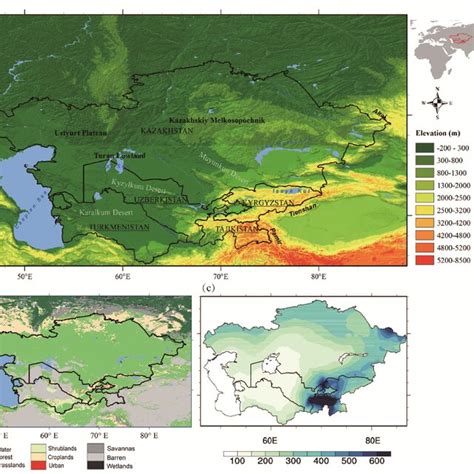 The Spatial Distribution Of A Topography And B Land Cover In