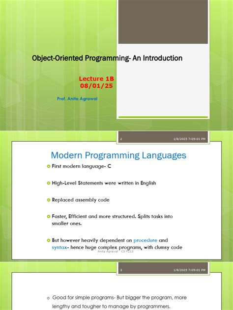 Lec 1b Intro To Oop Pdf Object Oriented Programming Class Computer Programming