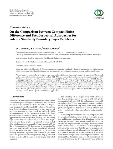 Pdf On The Comparison Between Compact Finite Difference And