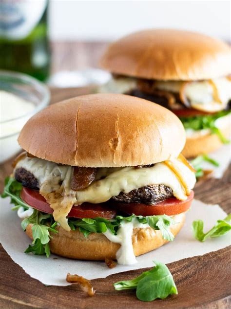 Oven Baked Portobello Mushroom Burgers With Truffle Sauce