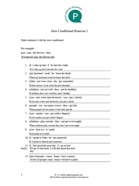 Zero Conditional Activities Pdf Language Arts And Discipline