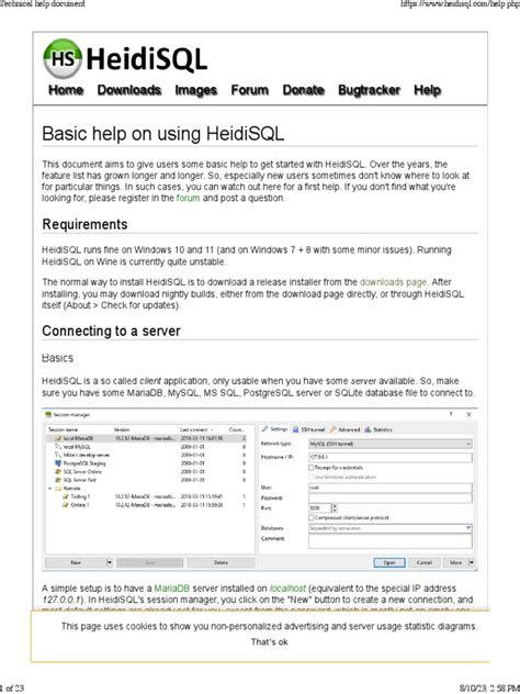 Heidisql Help Pdf Microsoft Sql Server Cookie