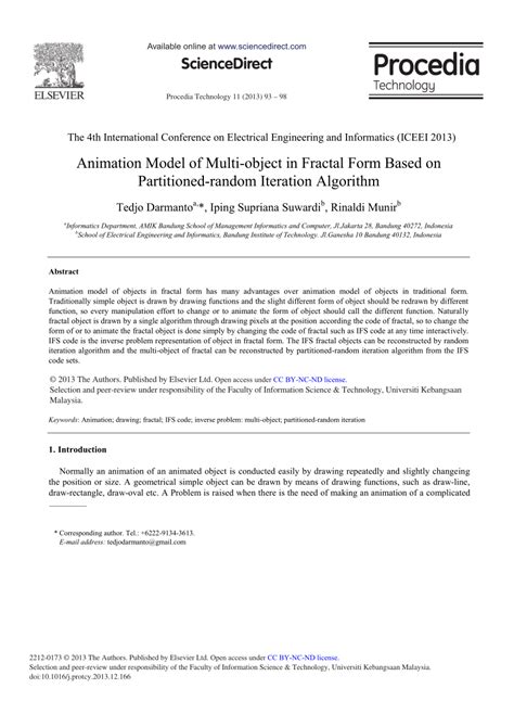 Pdf Animation Model Of Multi Object In Fractal Form Based On Partitioned Random Iteration