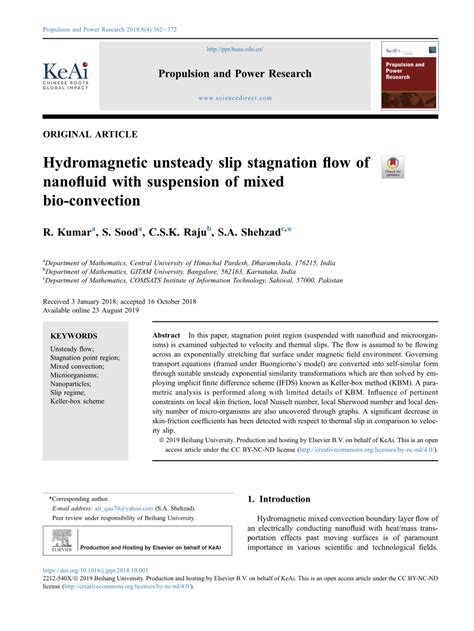 Pdf Hydromagnetic Unsteady Slip Stagnation Flow Of Nanofluid With Suspension Of Mixed Bio