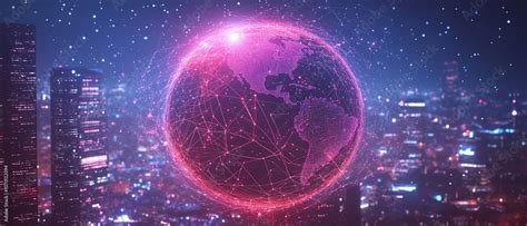 Digital Globe With Vibrant Connecting Lines And Floating Dots