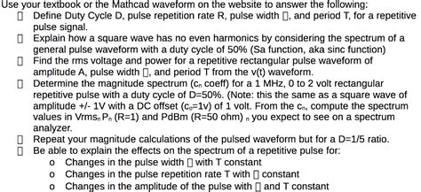solved use your textbook or the mathcad waveform on the
