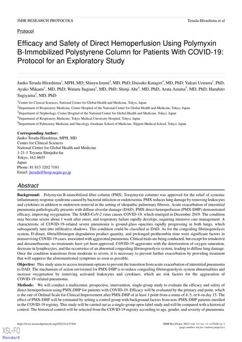 Pdf Efficacy And Safety Of Direct Hemoperfusion Using Polymyxin B Immobilized Polystyrene