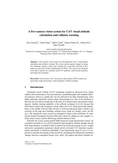 A Five Camera Vision System For Uav Visual Attitude Calculation And