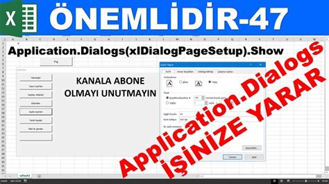 Excel Vba Dialogs Komutunu Kullanma Önemlİdİr Youtube