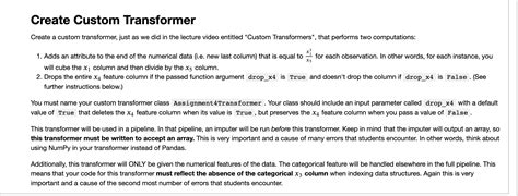 Solved Create Custom Transformer Create A Custom Chegg