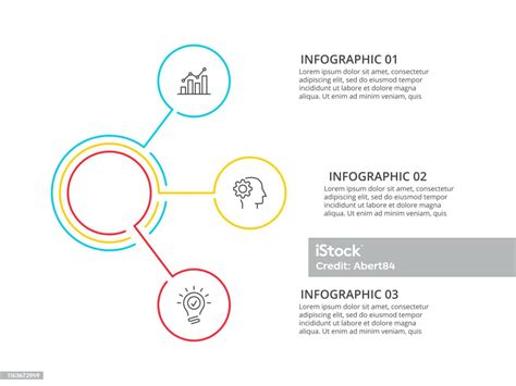 인포그래픽의 가는 선 플랫 요소입니다 다이어그램 그래프 프리젠 테이션 및 차트에 대한 템플릿 3가지 옵션 부품 단계 또는 프로세스를 갖춘 비즈니스 개념 데이터 시각화 인포