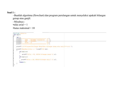 Buatlah Algoritma Flowchart Dan Program Perulangan Untuk