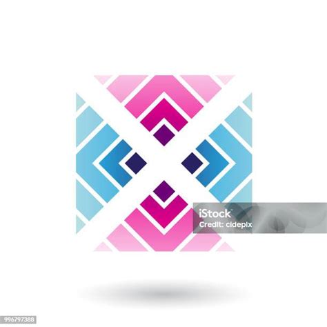 마젠타 및 파랑 편지 X 아이콘 광장 및 삼각형 벡터 일러스트 레이 션 로고에 대한 스톡 벡터 아트 및 기타 이미지 로고 상징 추상적인 Istock
