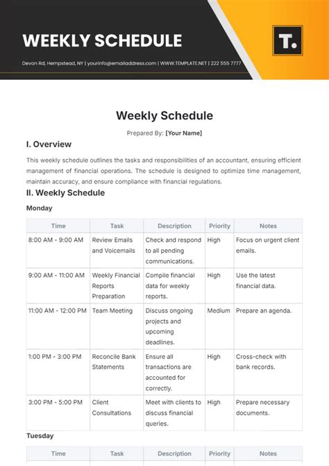 Driver Schedule Template