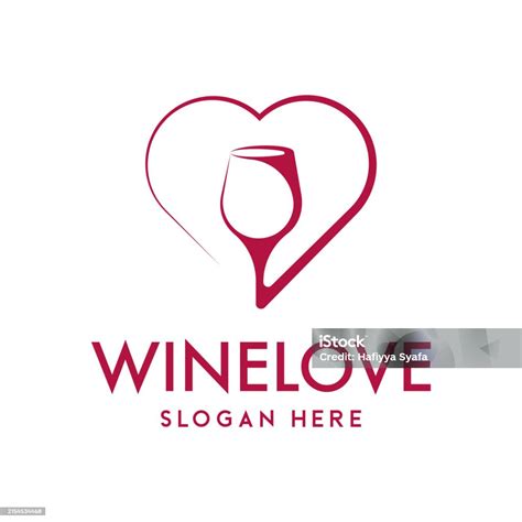 와인 잔 사랑 로고 디자인입니다 아이콘 하트 기호와 와인 잔의 벡터 그림입니다 라인 아트 스타일의 현대적인 로고 디자인 Health에 대한 스톡 벡터 아트 및 기타 이미지