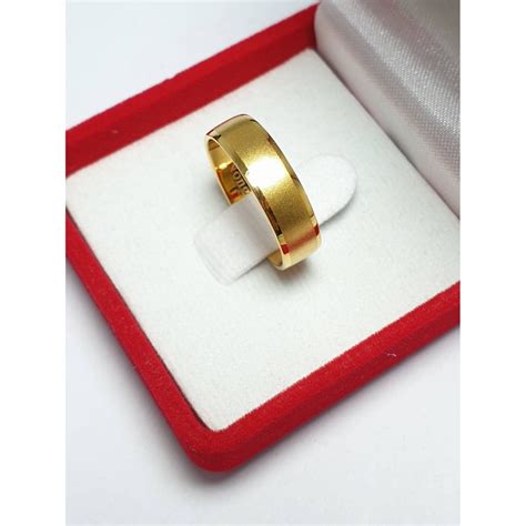 แหวนเกลี้ยงปอกมีดพ่นทรายรอบวงทองแท้9k หน้า6มิล [โปรดระบุไซส์ทางแชท] Ntw Mn Thaipick