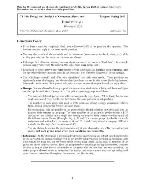 Homework 1 Pdf Time Complexity Logarithm