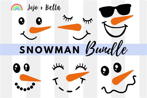 Snowman Face Svg Bundle Snowman Svg Snowman Shirt Svg Cute Christmas
