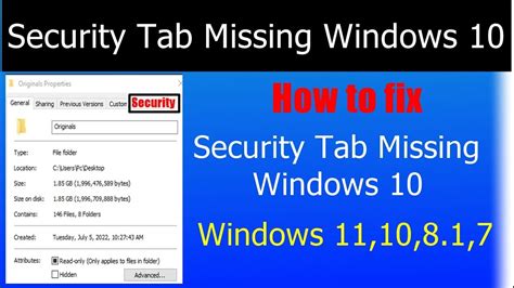how to fix security tab missing in windows 10 how to add or remove