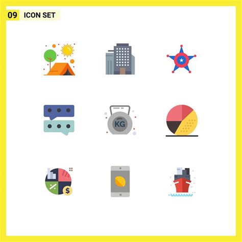 Stock Vector Icon Pack Of 9 Line Signs And Symbols For Gym Dumbbell Men Message Bubble Editable